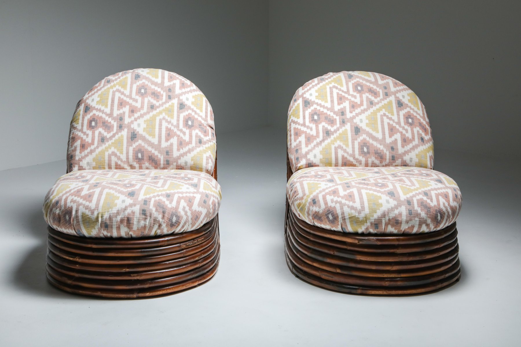 Poltrona in bambù di Pierre Frey Jacquard per Vivai Del Sud, anni '70 ...