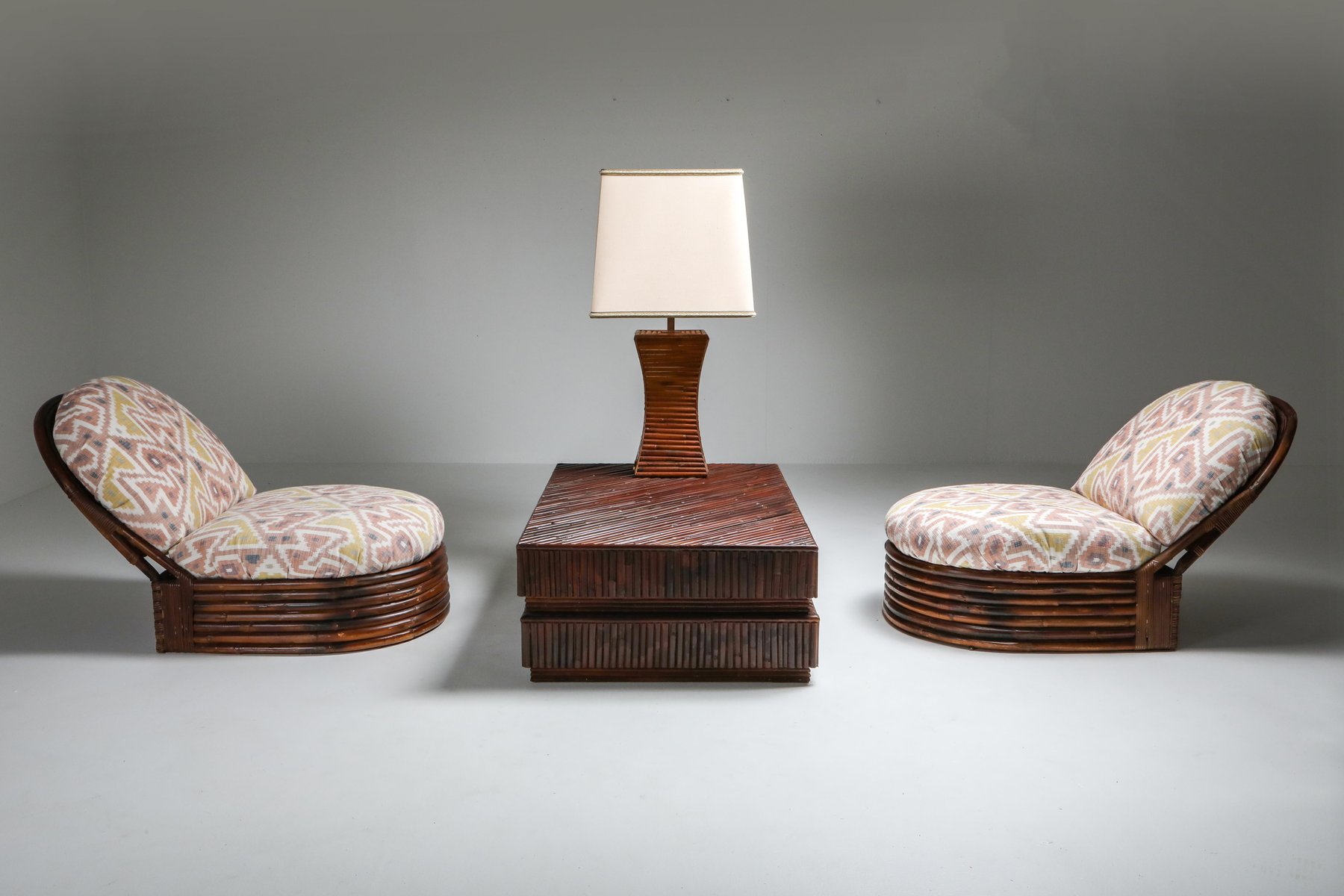 Poltrona in bambù di Pierre Frey Jacquard per Vivai Del Sud, anni '70 ...