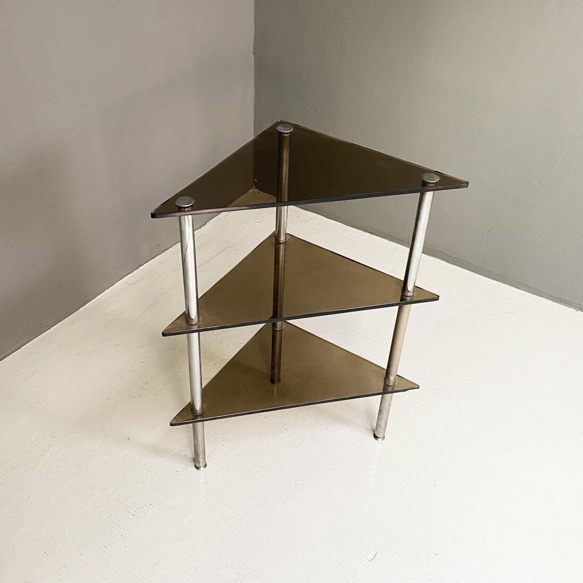 Mid-Century Modern Italian Triangular Mini Corner Bookcase, 1970s for ...