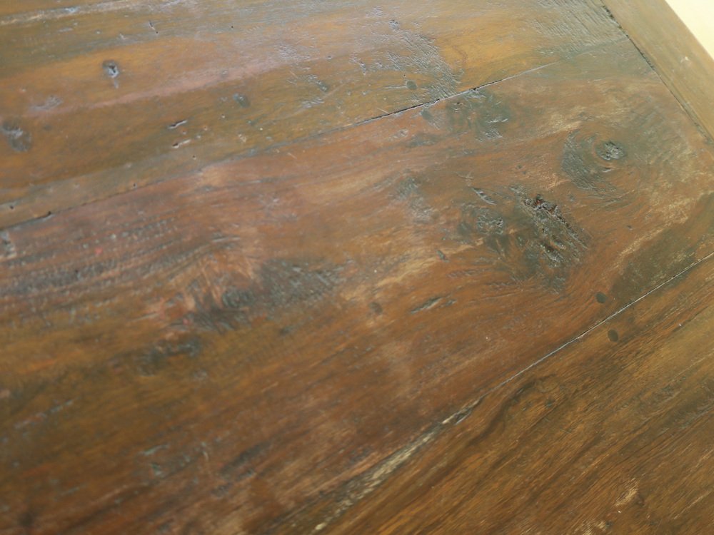 Large Reclaimed Teak Patinated Dining Table with Iron Supports for sale ...