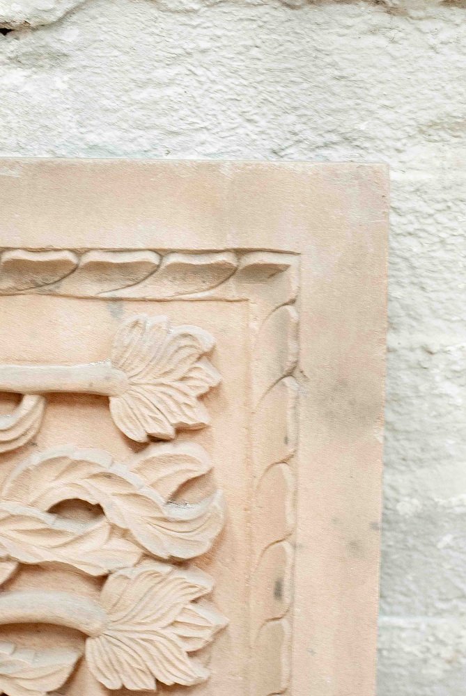 Indian Relief Depicting Vegetation in Pink Sandstone, 20th Century for ...