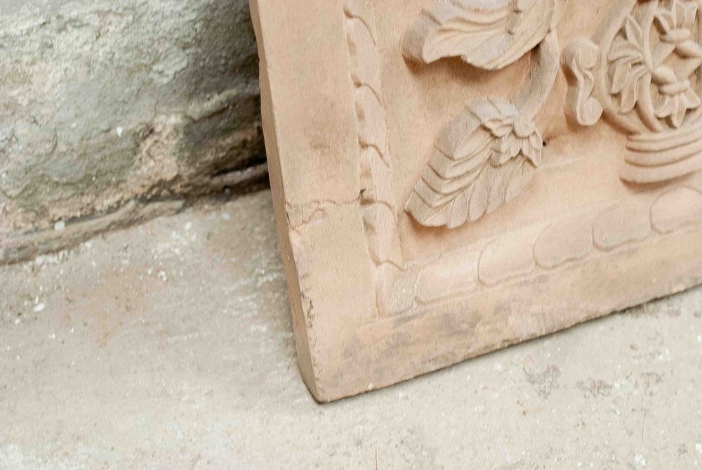 Indian Relief Depicting Vegetation in Pink Sandstone, 20th Century for ...
