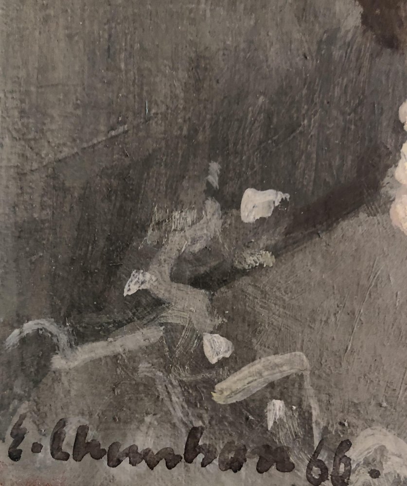 Emile-François Chambon, Portrait au chapeau blanc et collier de perles ...