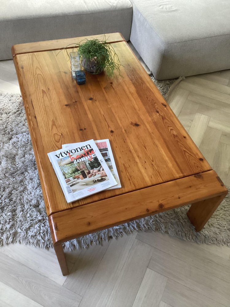 Large Pine Coffee Table, France, 1970s for sale at Pamono