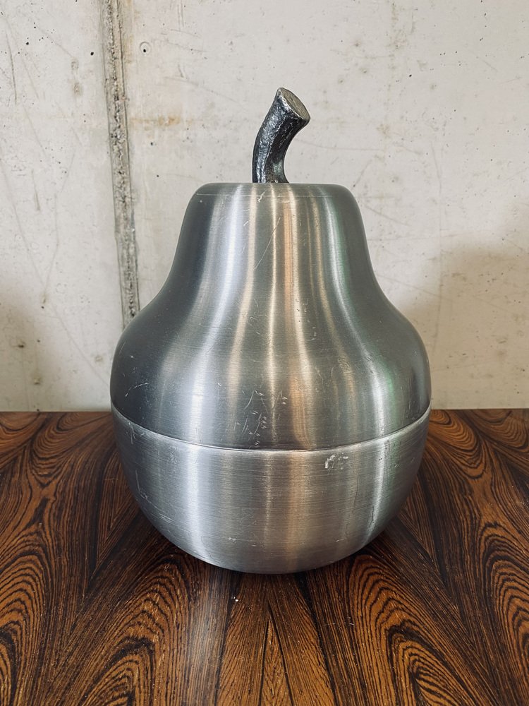 Mid-Century Italian Pear Ice Bucket in Aluminum for sale at Pamono