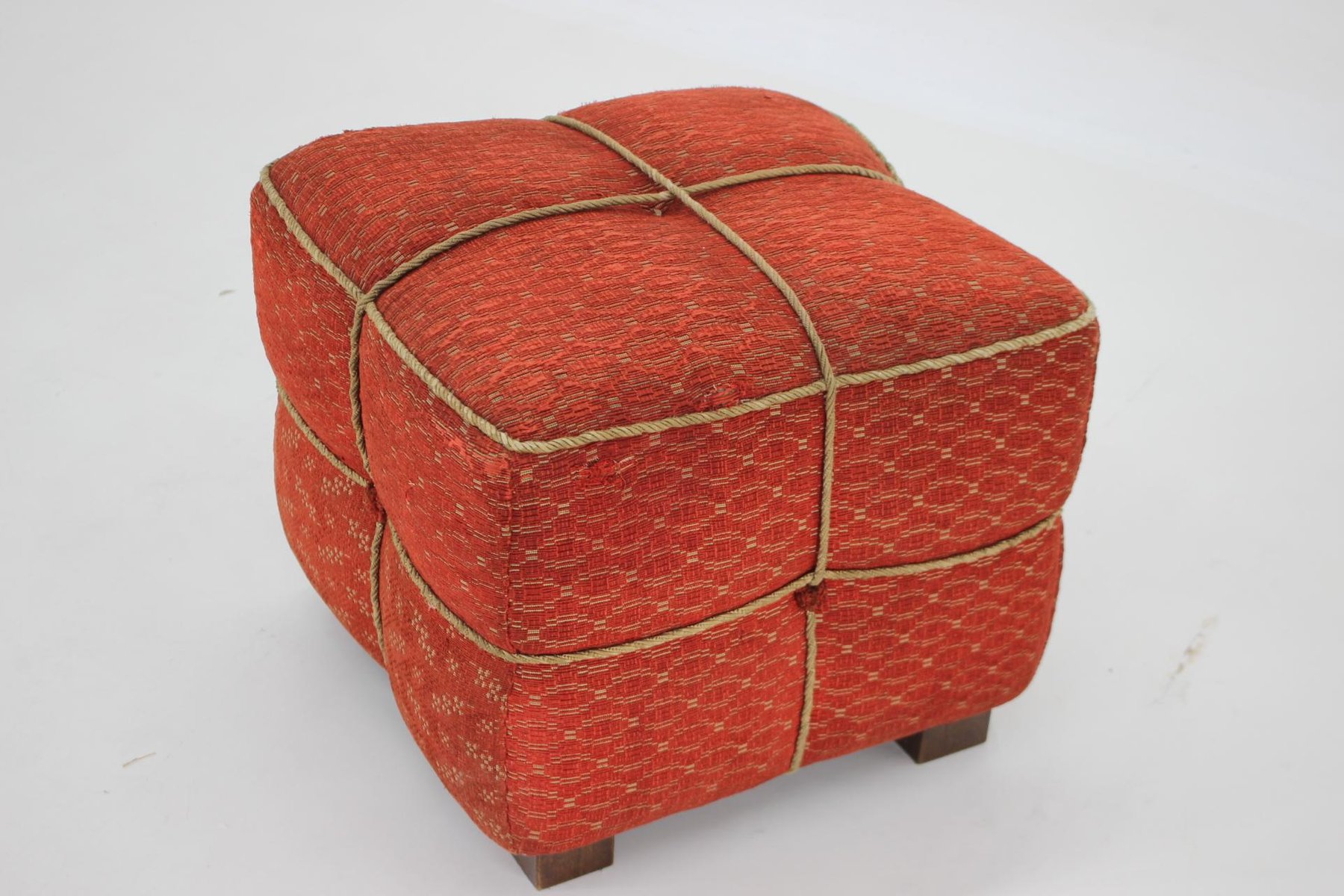 Art Deco Cube Stool, Czechoslovakia, 1940s for sale at Pamono
