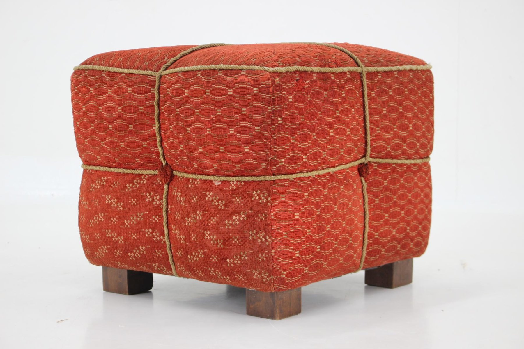 Art Deco Cube Stool, Czechoslovakia, 1940s for sale at Pamono