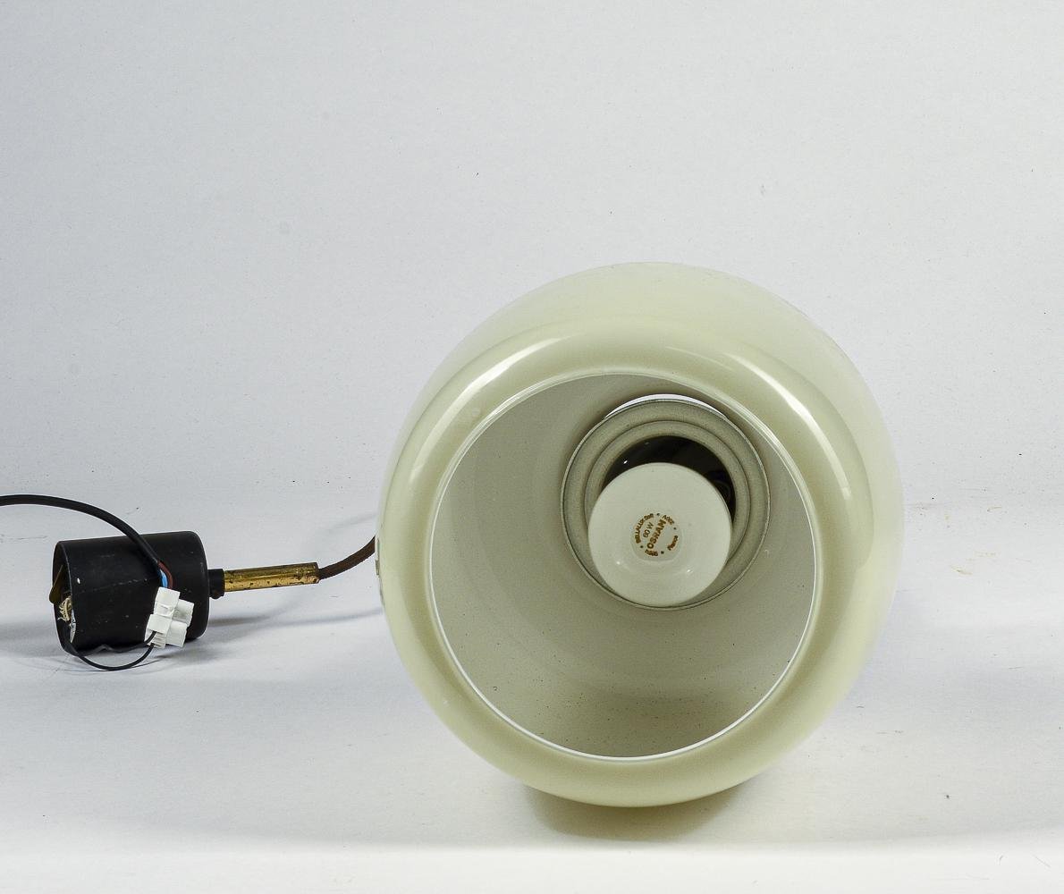 Metal & Beige Opaque Glass Pendant Light, Italy, 1970s for sale at Pamono