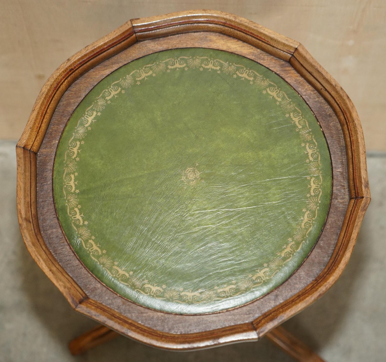 Vintage Green Leather Tripod Side Table from Bevan Funnell, England ...