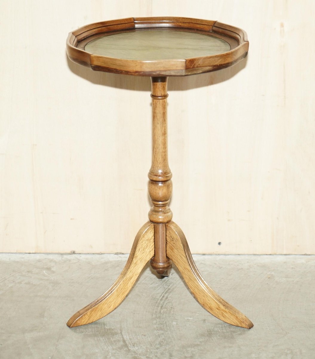 Vintage Green Leather Tripod Side Table from Bevan Funnell, England ...