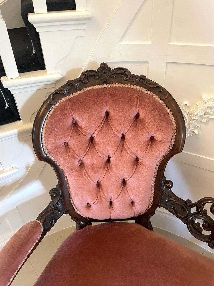 Antique Victorian Carved Walnut Living Room Set, 1860s, Set of 3 for ...