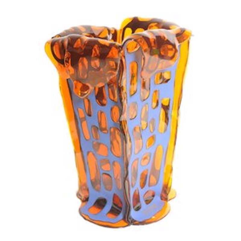 Sagarana Vase in Orange and Blue Leather by Fernando & Humberto Campana ...