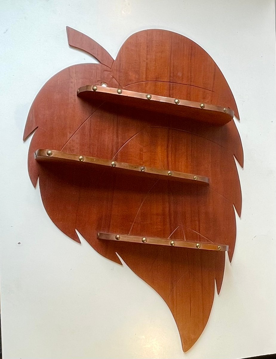Danish Leaf Spice Rack in Teak and Copper, 1960s for sale at Pamono