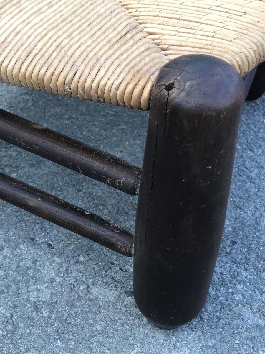 Low Oak and Straw Chair, 1950 for sale at Pamono