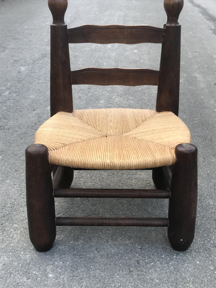 Low Oak and Straw Chair, 1950 for sale at Pamono