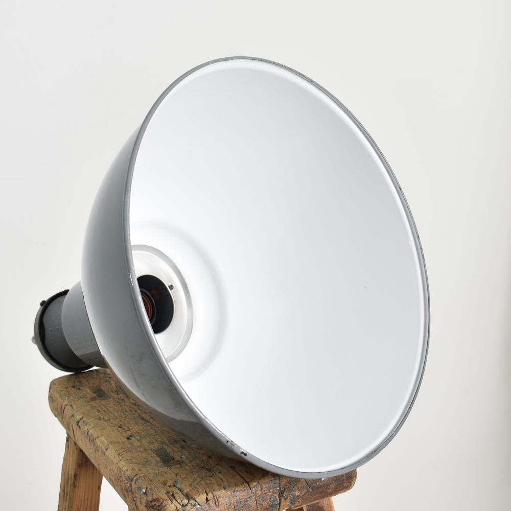 16″ Industrial Grey Benjamin Pendant Light, 1950s for sale at Pamono