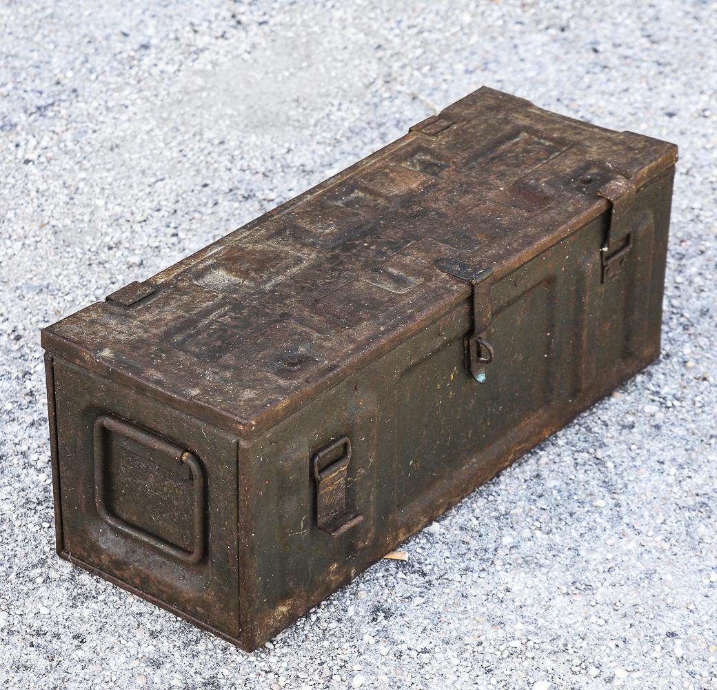 Vintage Metal Military Trunk, 1940s for sale at Pamono