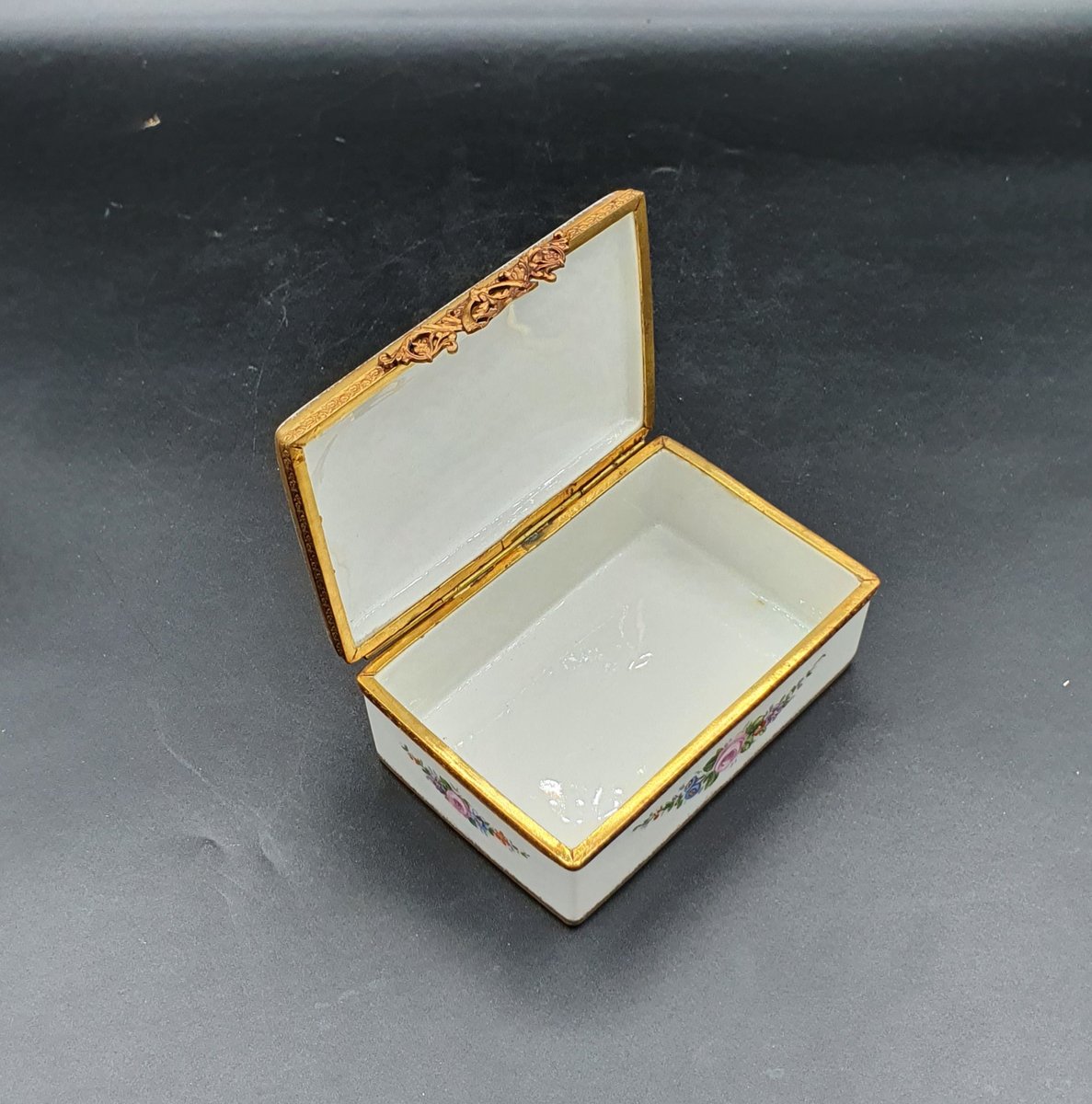 Limoges Porcelain Box with Flower Decor for sale at Pamono