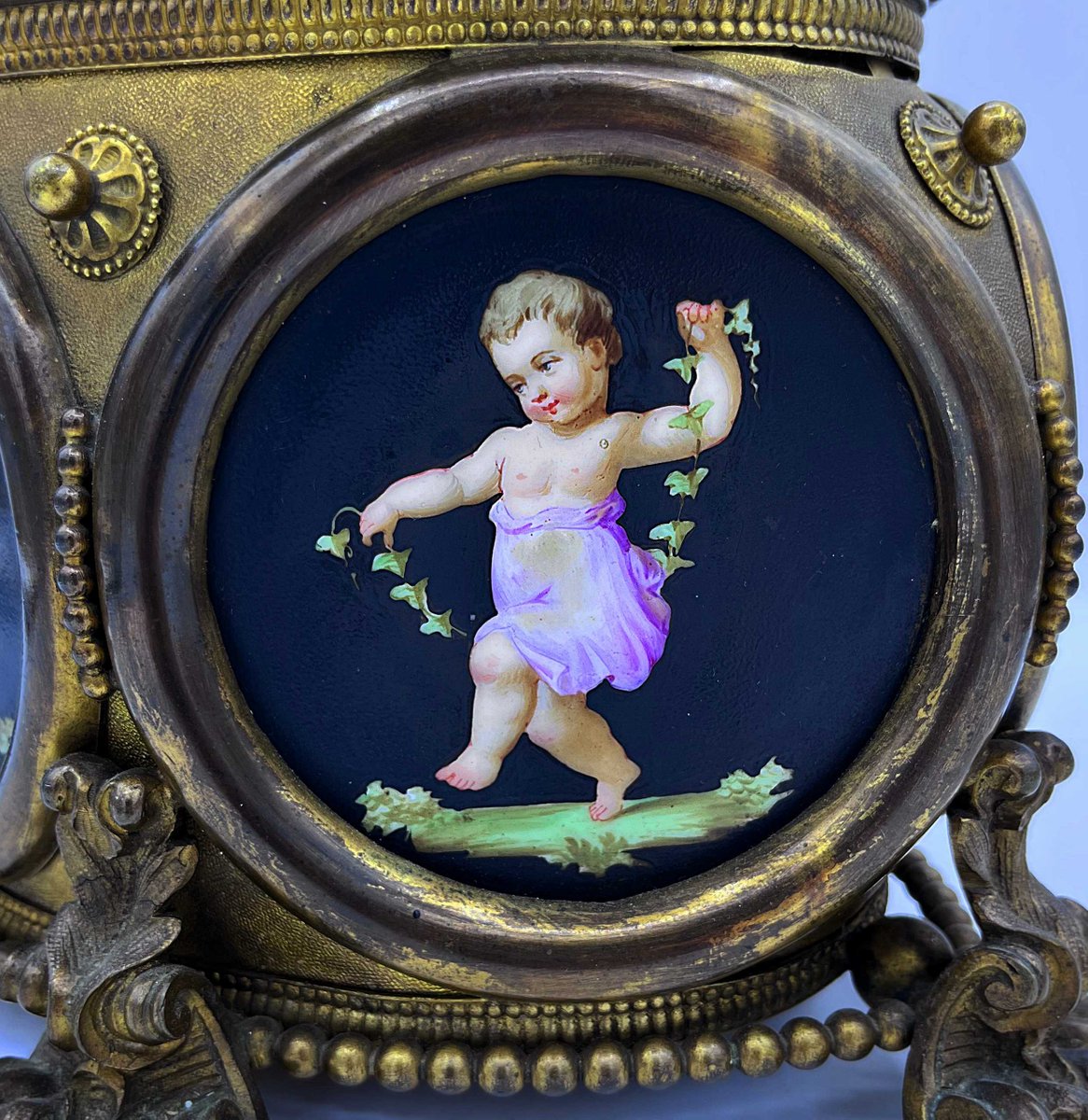 Large Porcelain and Bronze Casket Box with Painted Cherubs, 1850s for ...