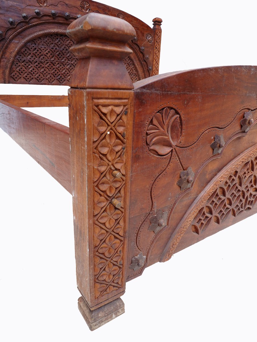 Vintage Double Bed, Swat-Tal, Pakistan, 1950s for sale at Pamono