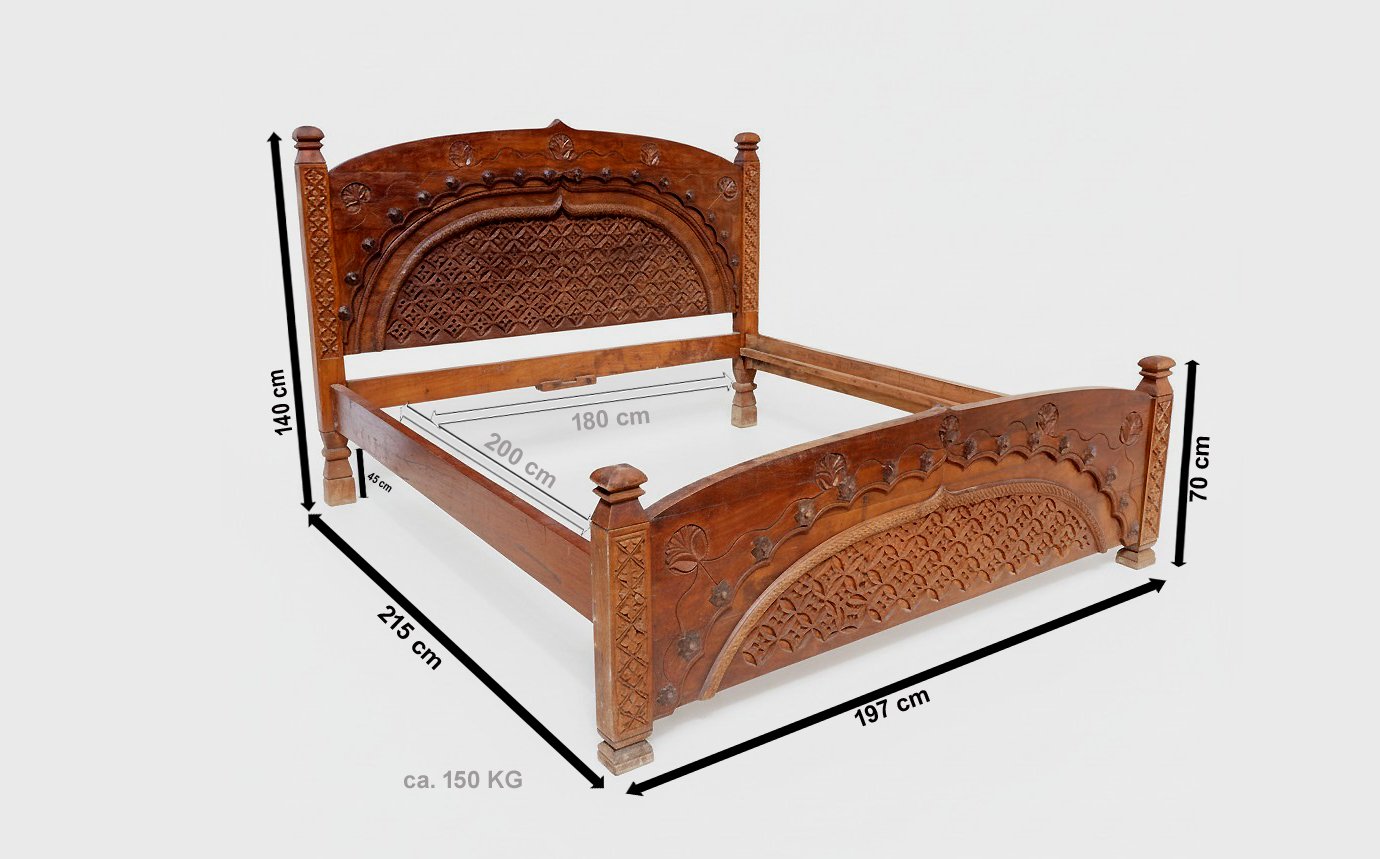 Vintage Double Bed, Swat-Tal, Pakistan, 1950s for sale at Pamono