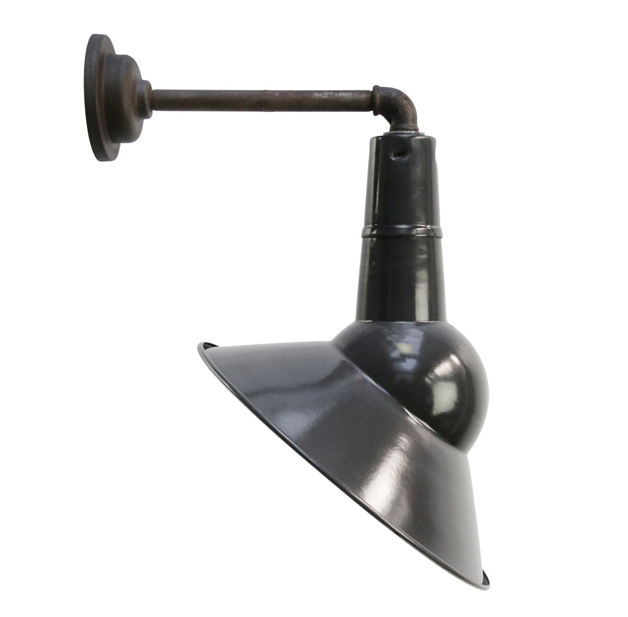 Vintage French Industrial Wall Light in Black Enamel for sale at Pamono