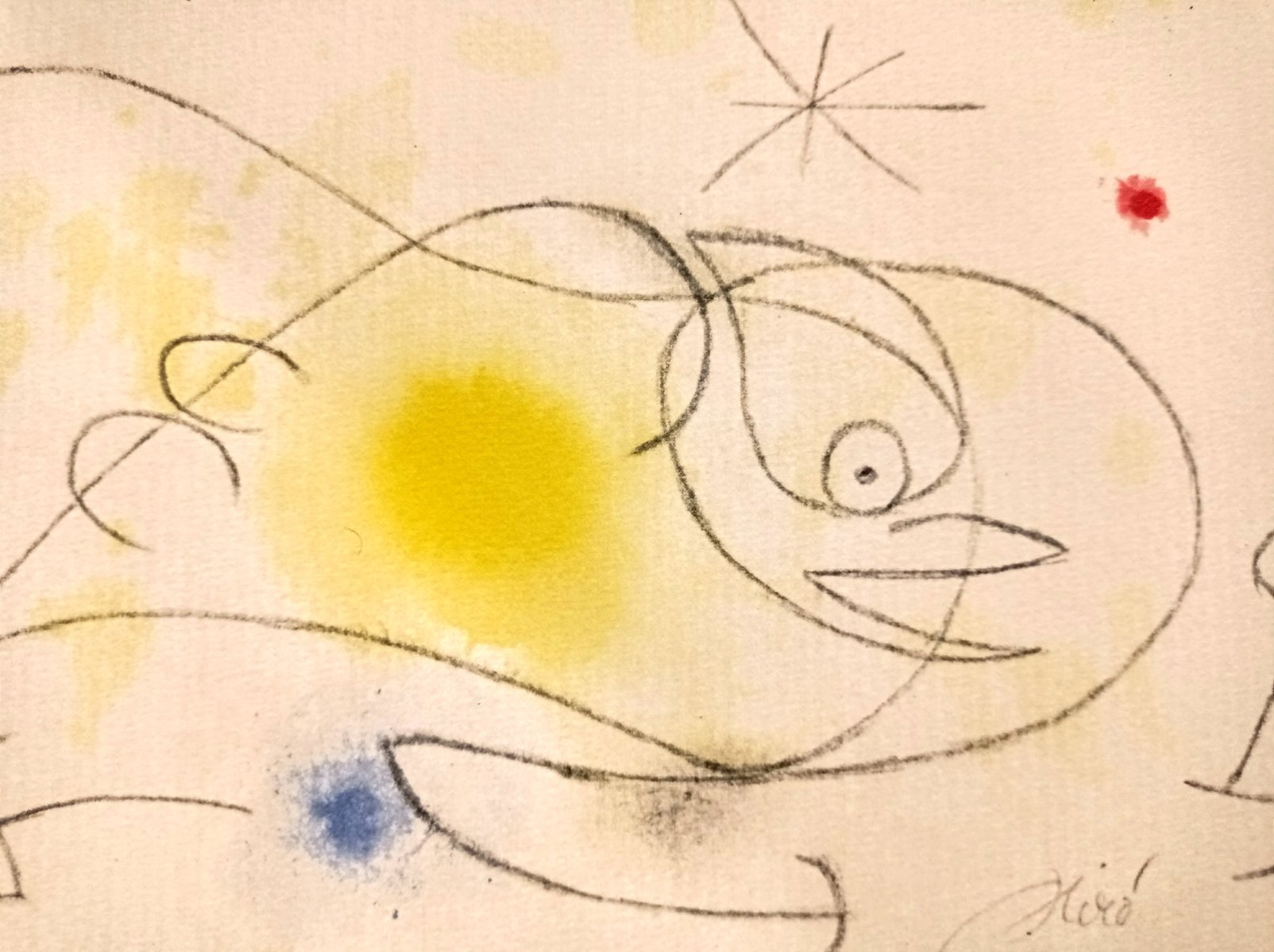 Joan Miro, Bird, Stars, 20th Century, Lithograph for sale at Pamono