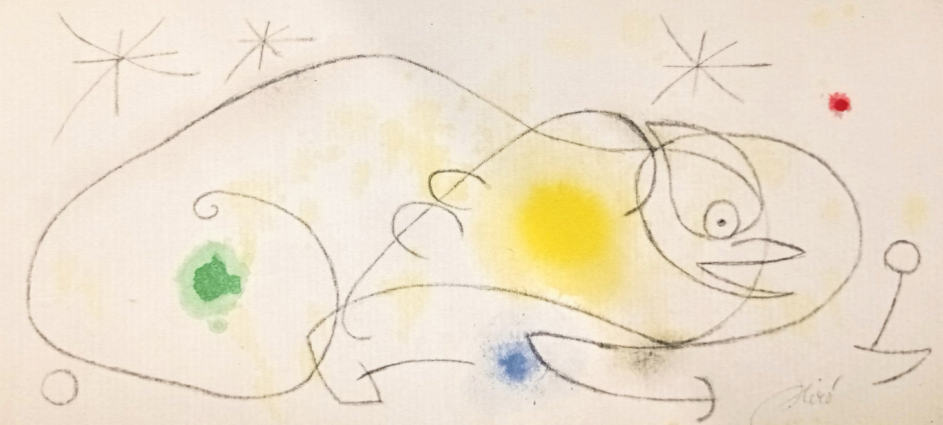 Joan Miro, Bird, Stars, 20th Century, Lithograph for sale at Pamono