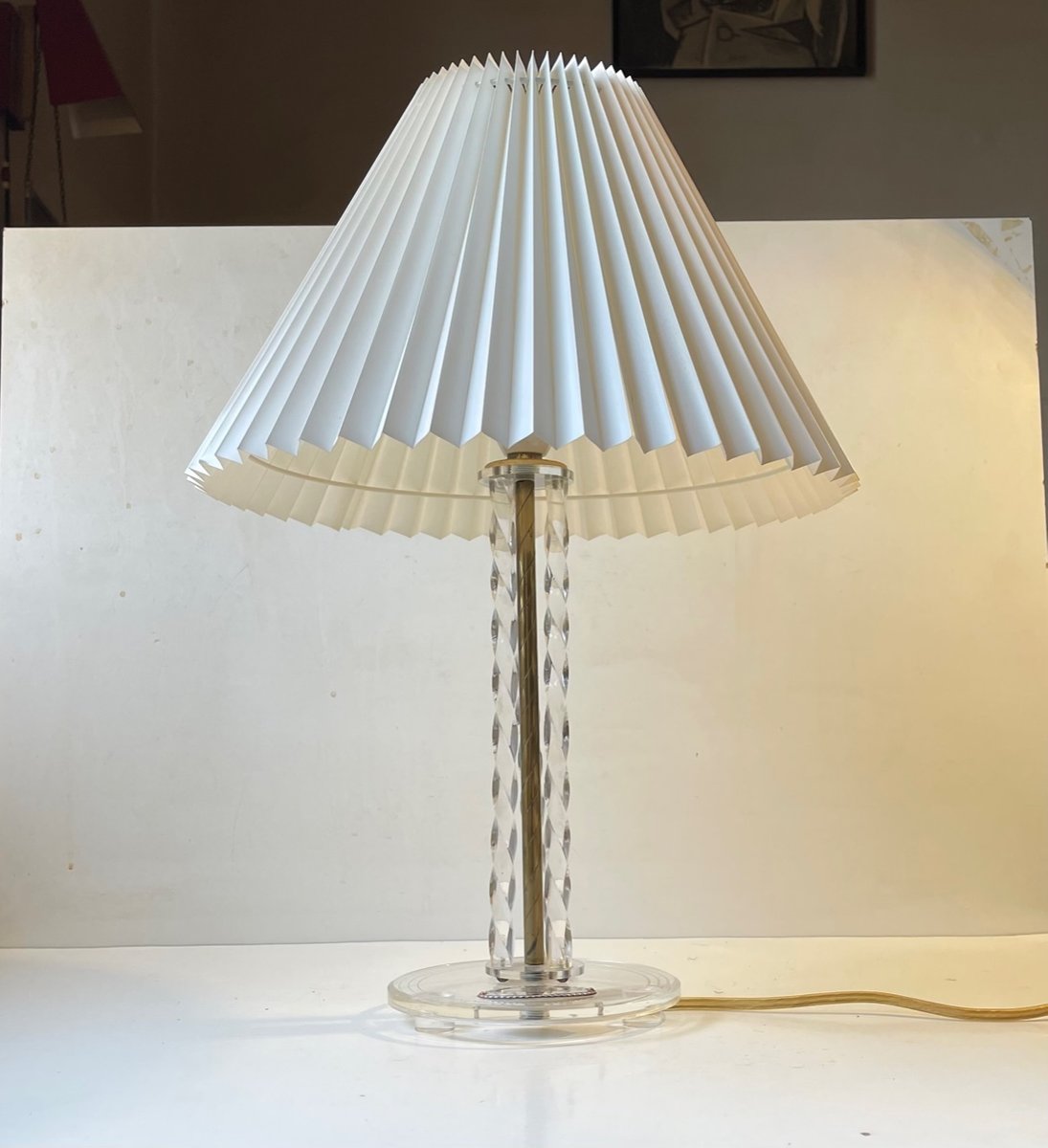 Art Deco Style Table Lamp in Twisted Acrylic Glass and Brass, 1950s for ...