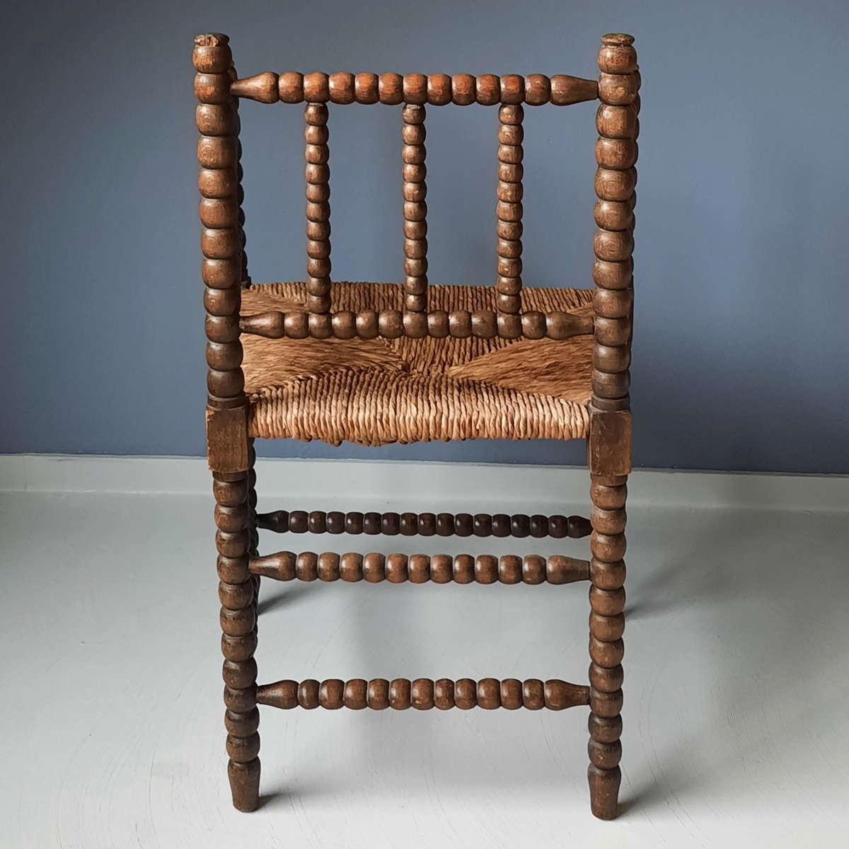 Dutch Bobbin Chair with Rush Seat, 1920s for sale at Pamono