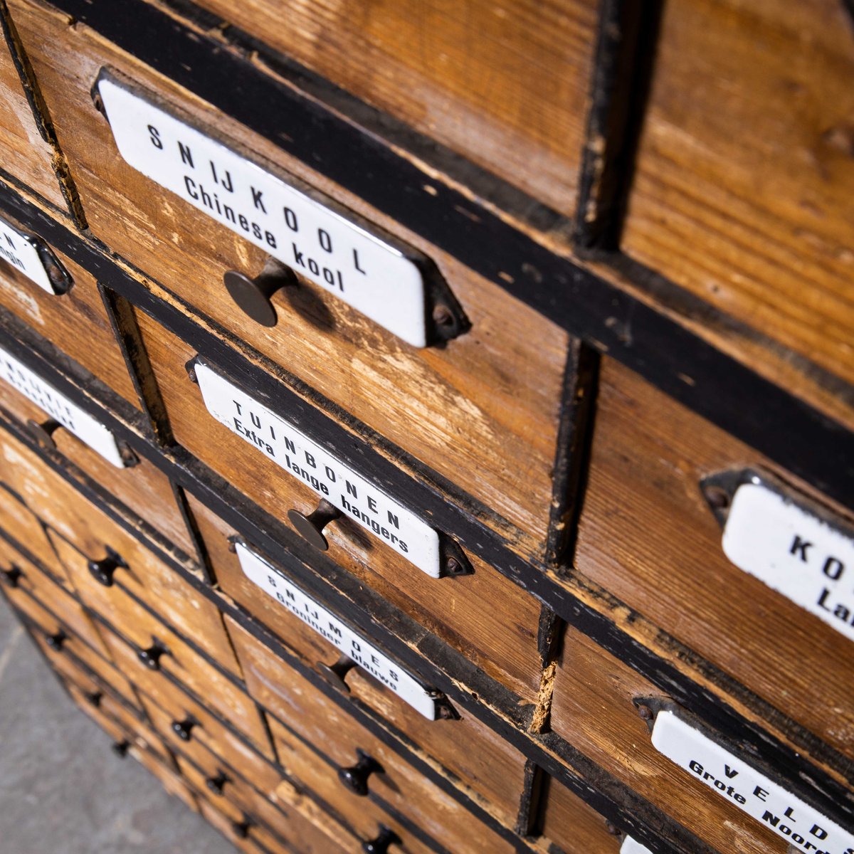 Large Dutch Seed Cabinet with 100 Drawers, 1950s for sale at Pamono