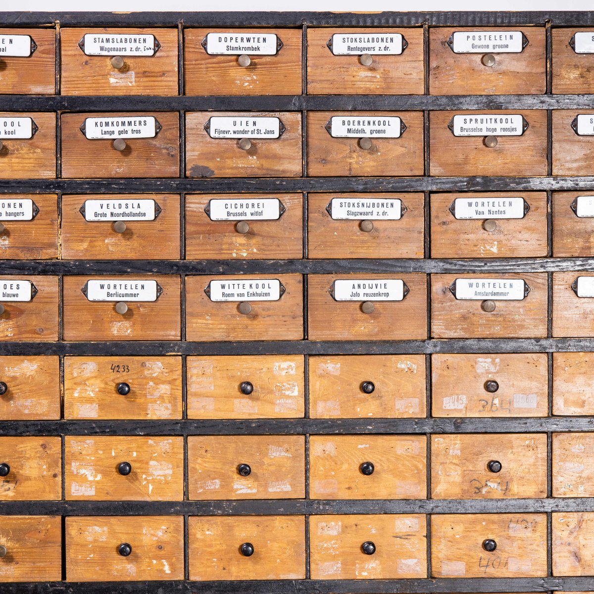 Large Dutch Seed Cabinet with 100 Drawers, 1950s for sale at Pamono