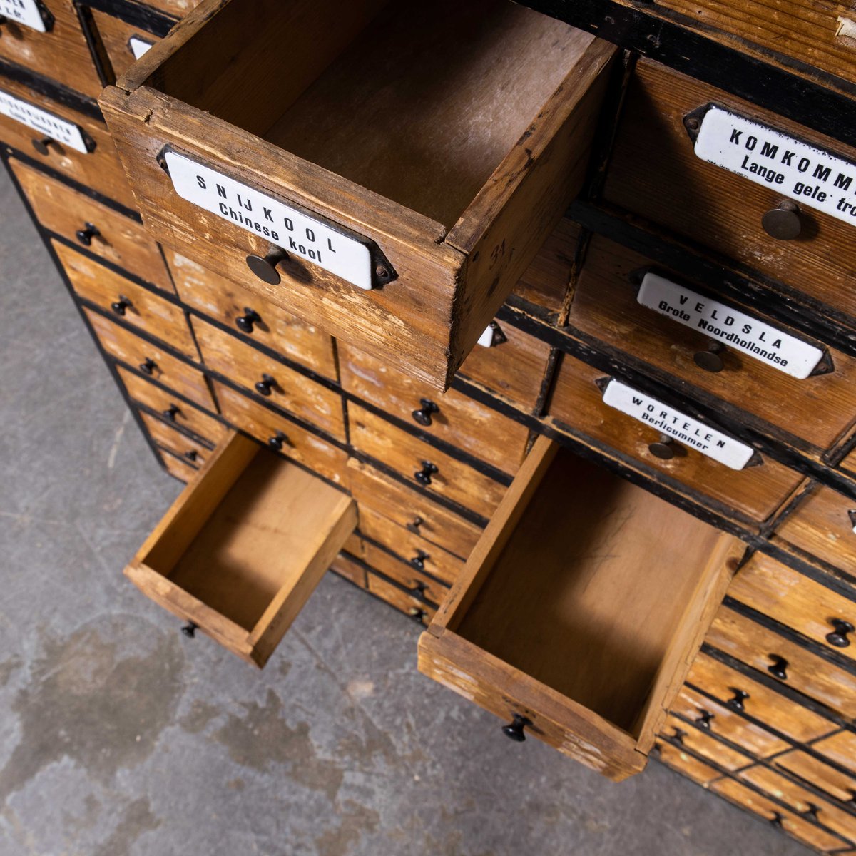 Large Dutch Seed Cabinet with 100 Drawers, 1950s for sale at Pamono
