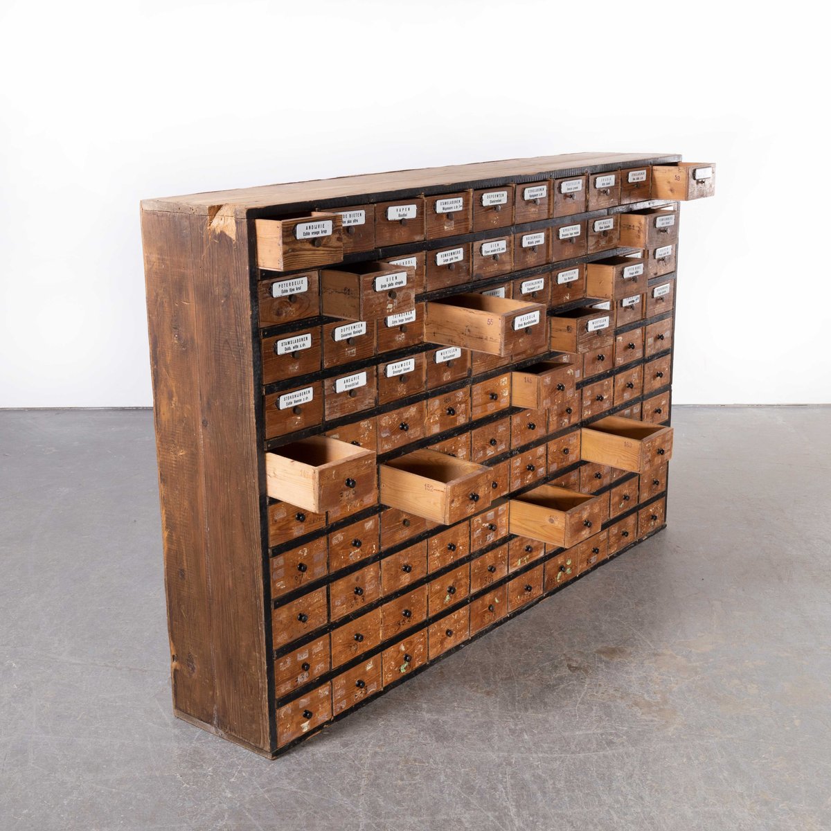 Large Dutch Seed Cabinet with 100 Drawers, 1950s for sale at Pamono