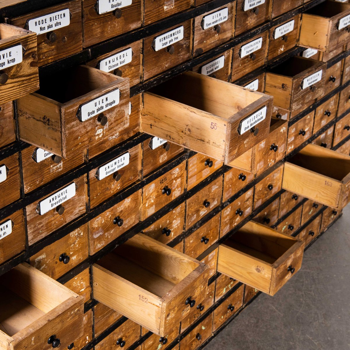Large Dutch Seed Cabinet with 100 Drawers, 1950s for sale at Pamono