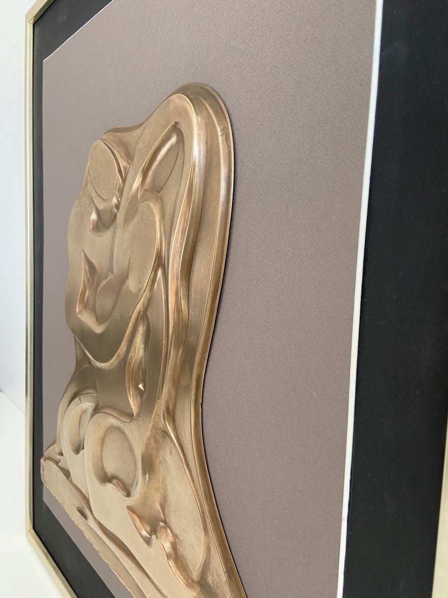 Vintage Brass Sculpture Tablet, 1970s for sale at Pamono