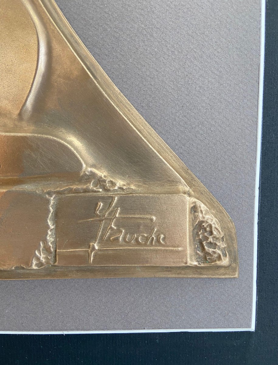 Vintage Brass Sculpture Tablet, 1970s for sale at Pamono