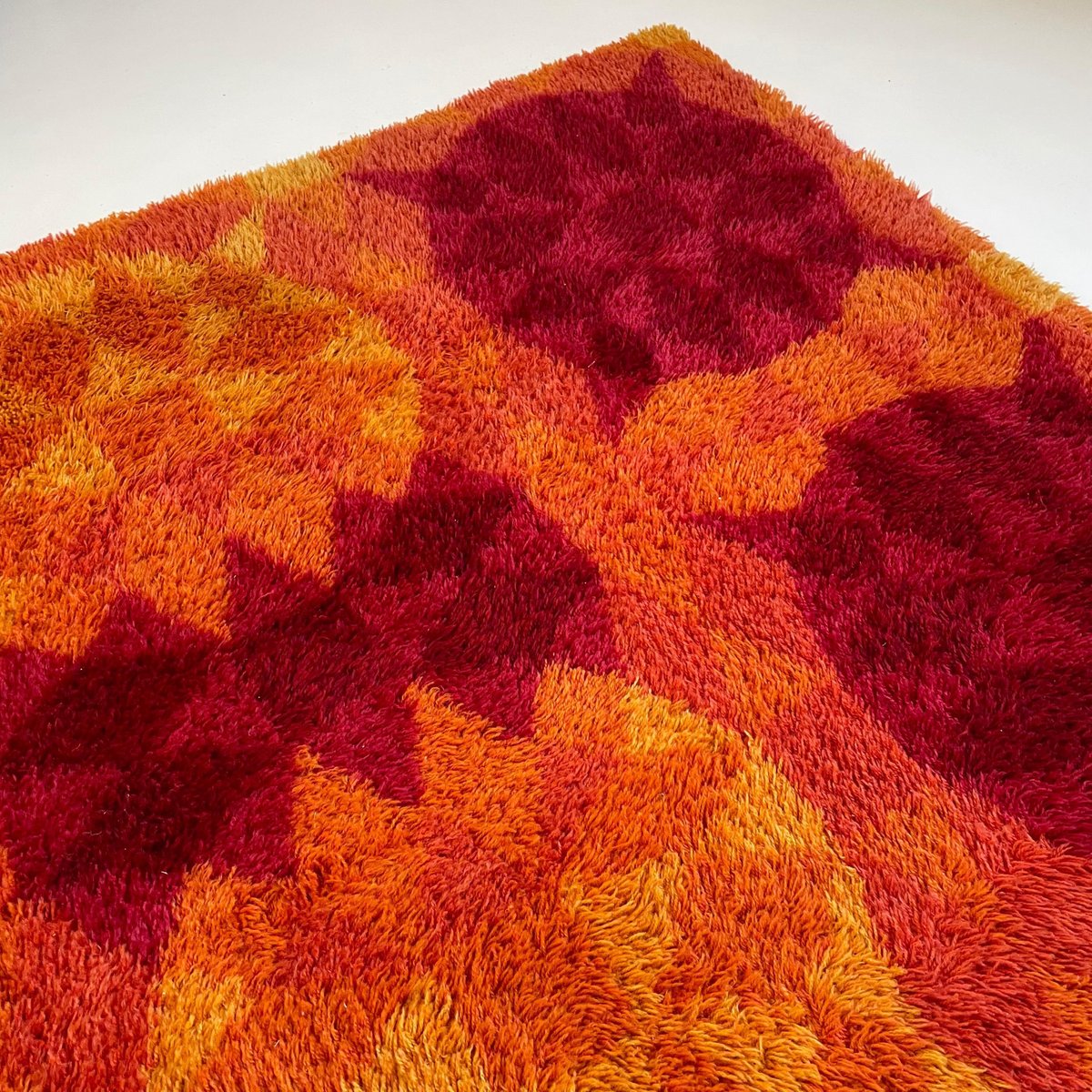 Abstract High Pile Rya Rug from Svängsta, Sweden, 1970s for sale at Pamono