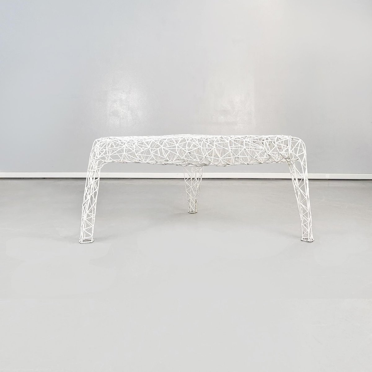 Italian Postmodern Style Outdoor Coffee Table in White Tubular Metal ...