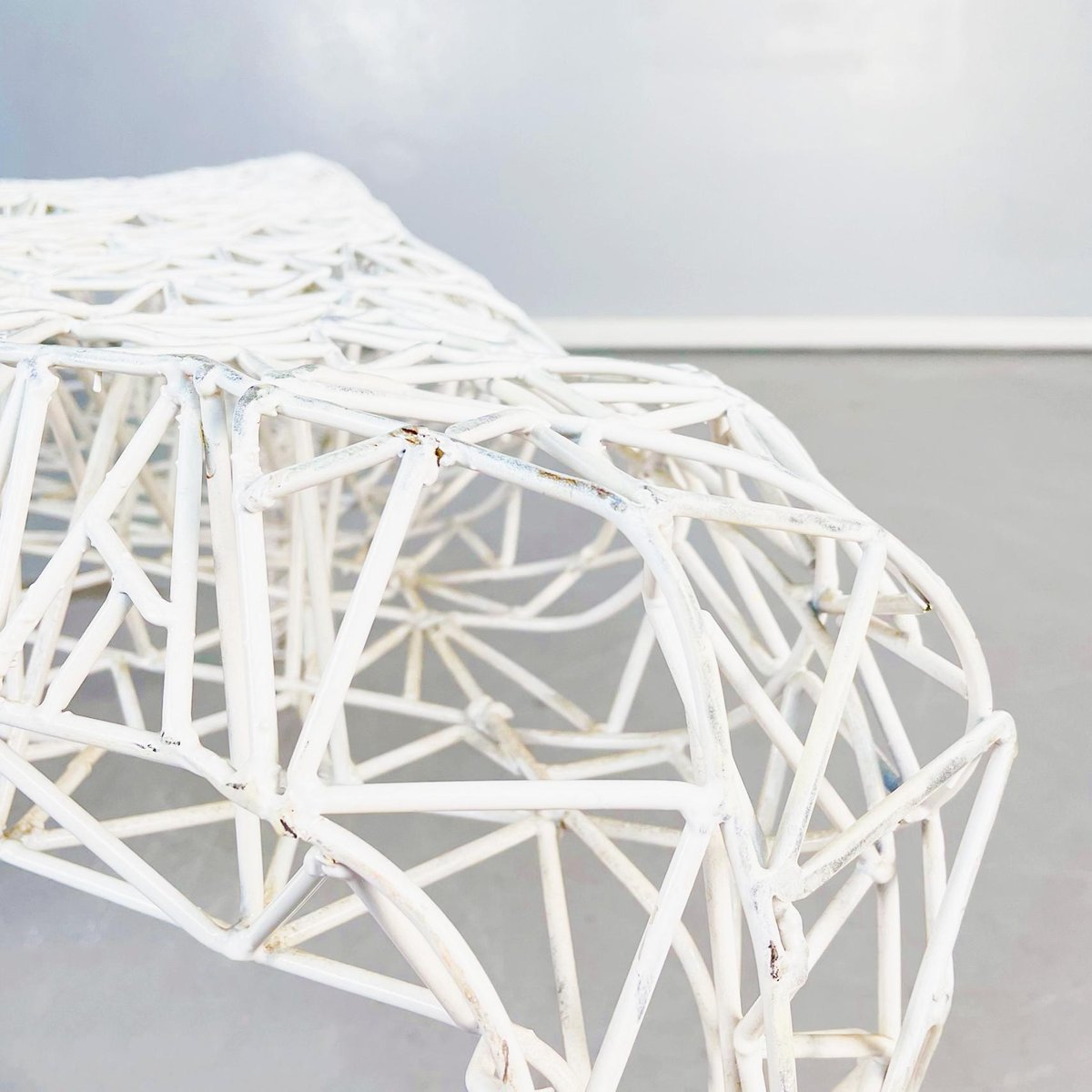 Italian Postmodern Style Outdoor Coffee Table in White Tubular Metal ...