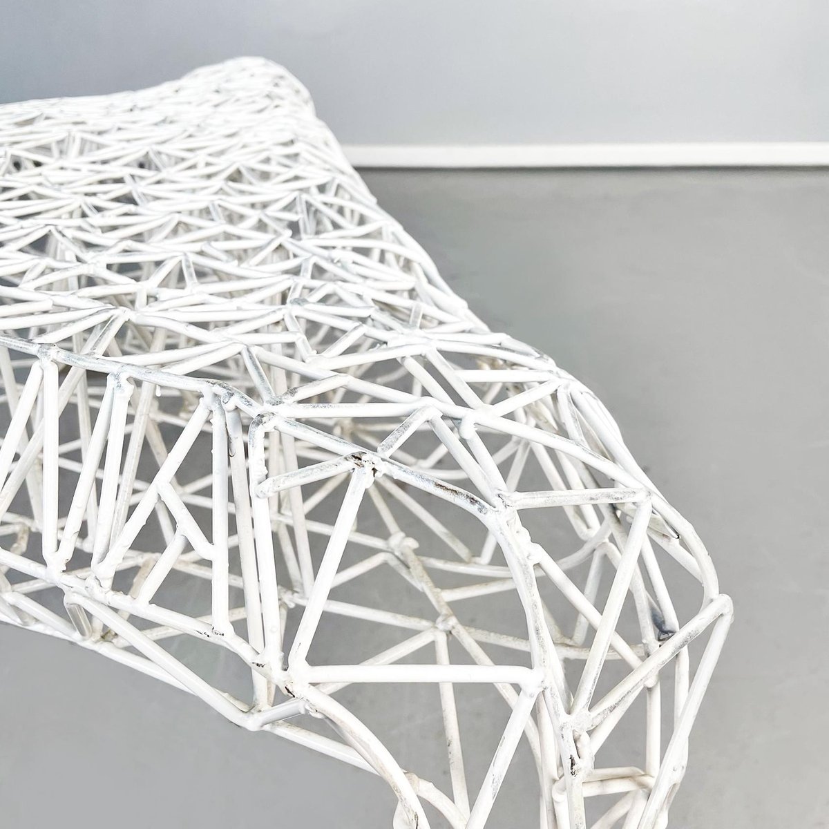 Italian Postmodern Style Outdoor Coffee Table in White Tubular Metal ...