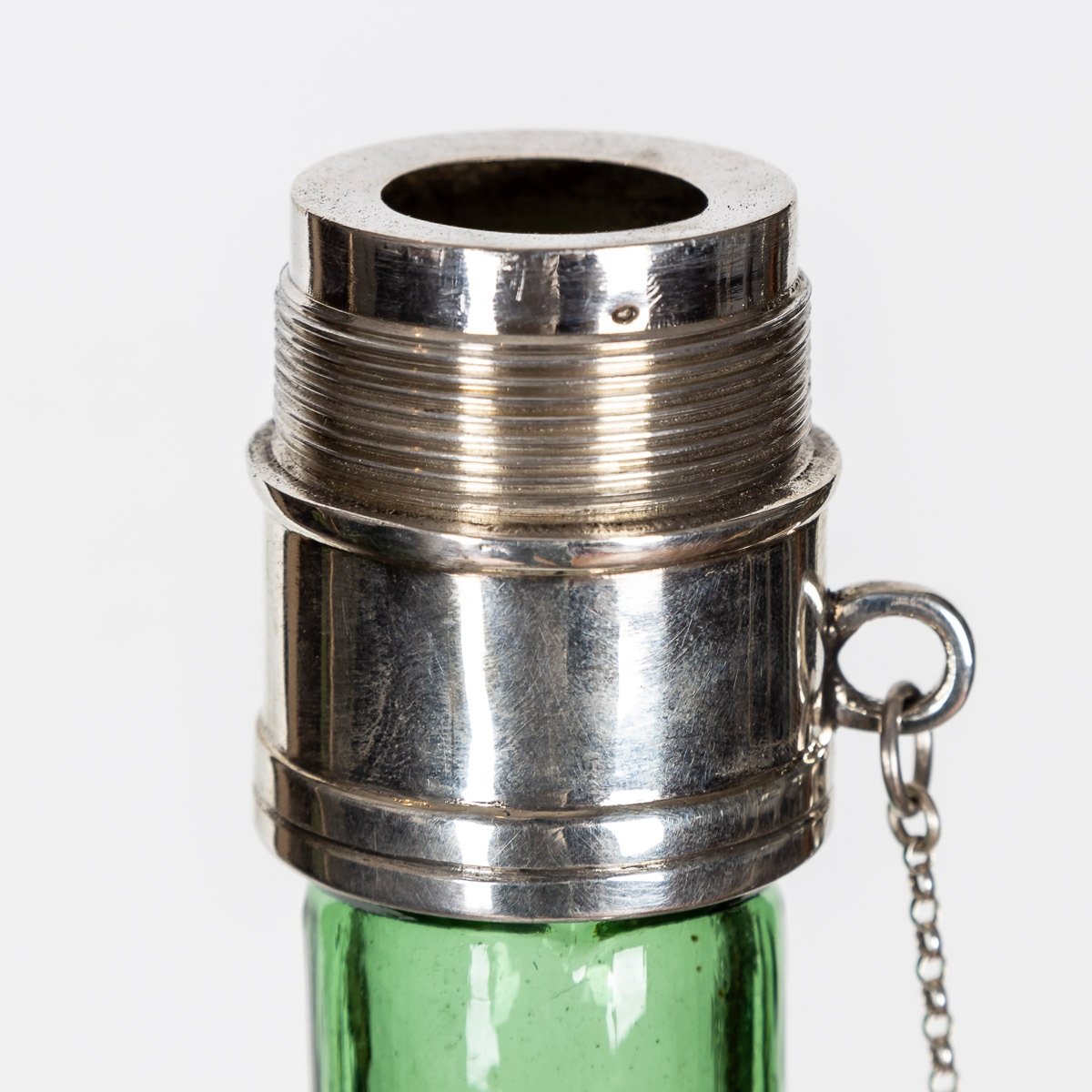 French Silver and Blown Glass Riffle Decanter, 1920s for sale at Pamono