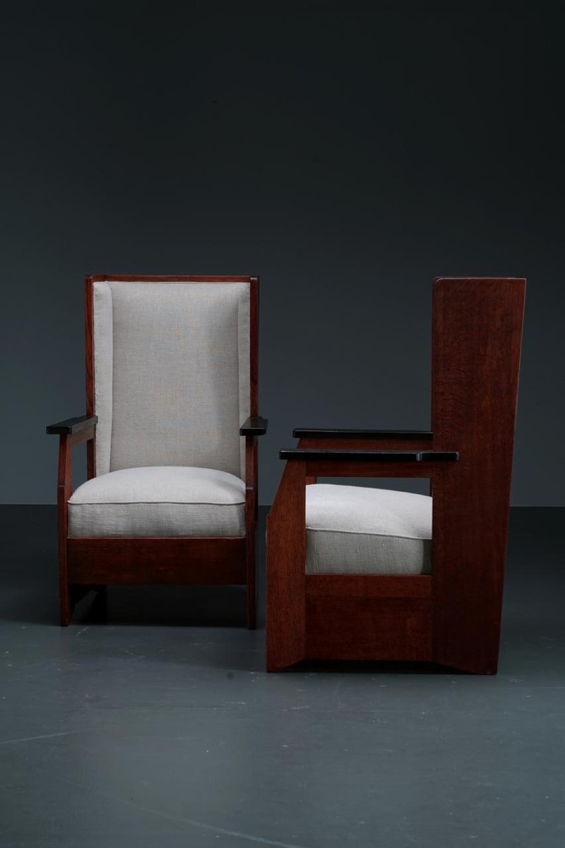 Haagse School Stühle mit hoher Rückenlehne, 1920er, 2er Set bei Pamono ...