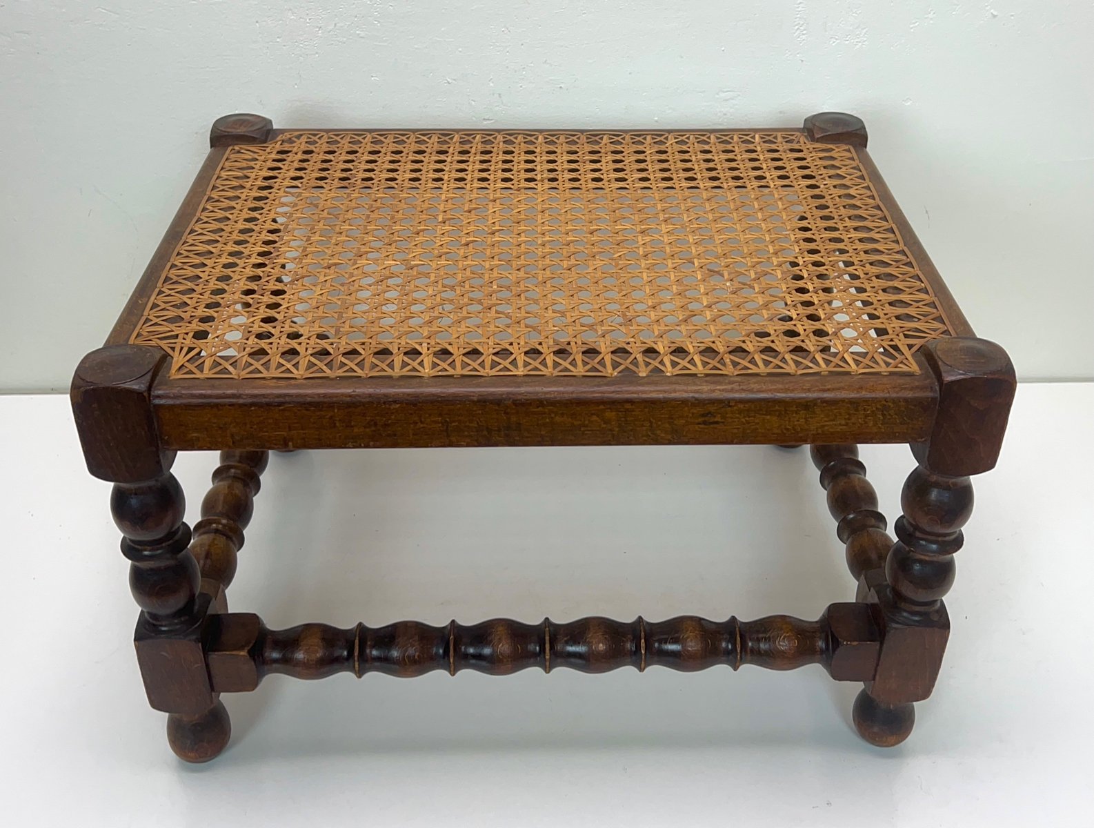 Footstool with Cane Top from H.Pander & Zonen, 1890s for sale at Pamono
