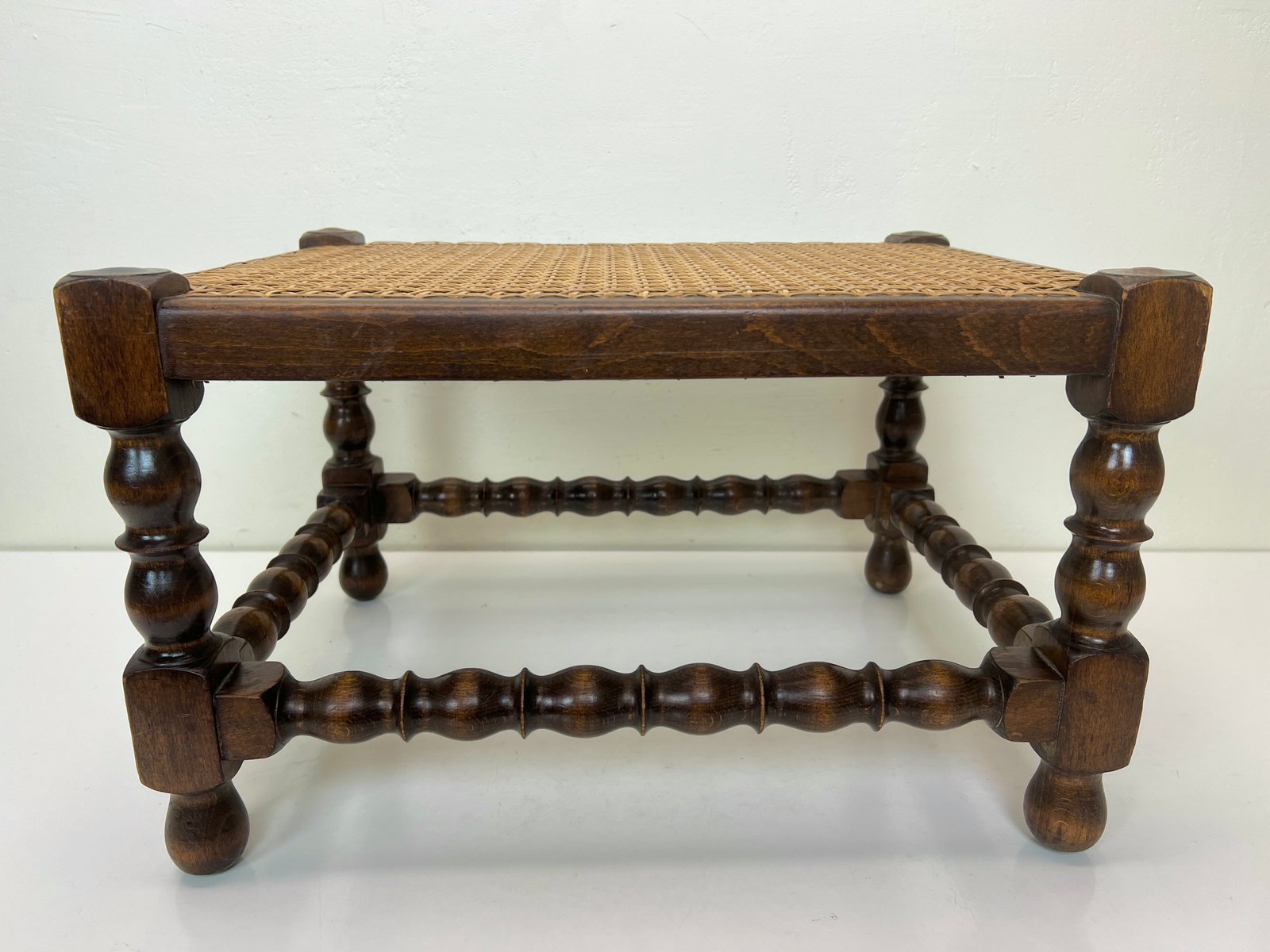 Footstool with Cane Top from H.Pander & Zonen, 1890s for sale at Pamono