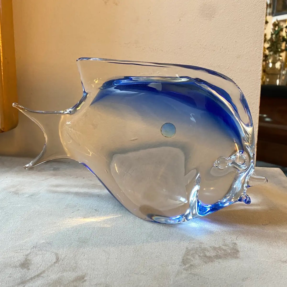 Modernist Blue Murano Glass Tropical Fish in the Style of Seguso, 1970s ...