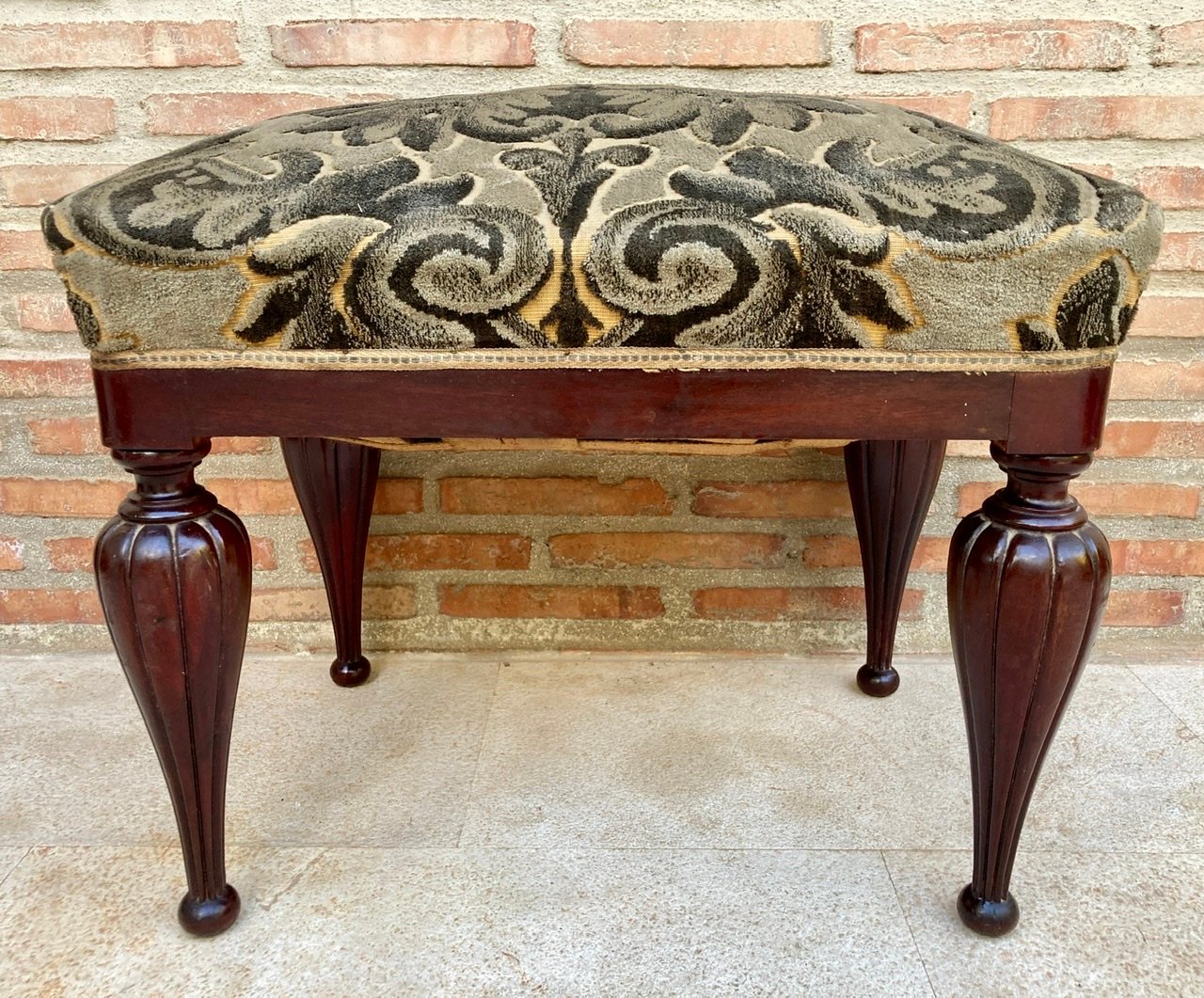 Mid-Century Spanish Footstool in Wood, 1960 for sale at Pamono