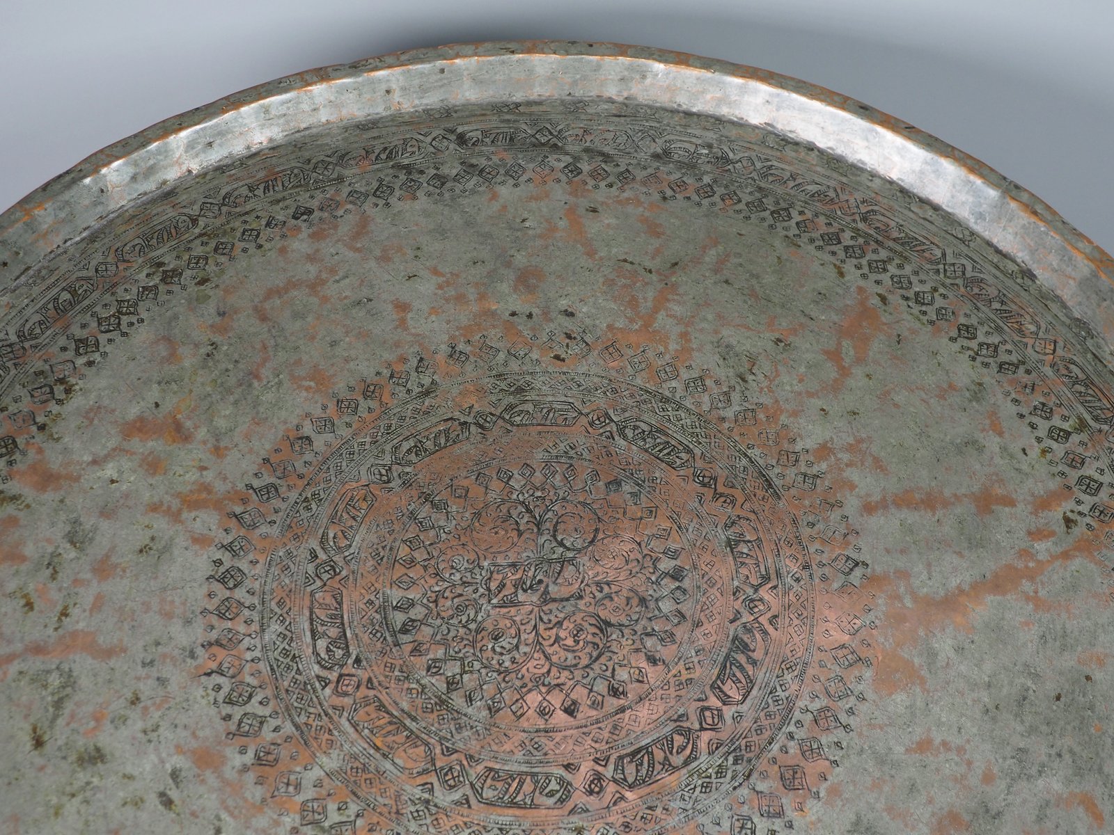 Antique Islamic Ottoman with Copper Table Tray for sale at Pamono