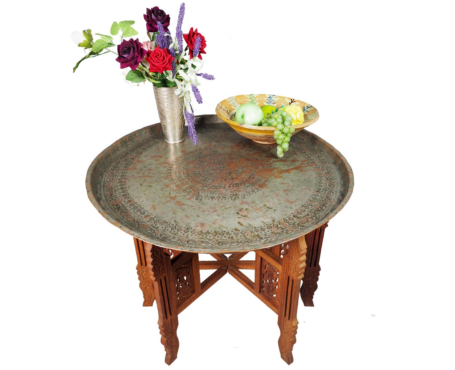 Antique Islamic Ottoman with Copper Table Tray for sale at Pamono