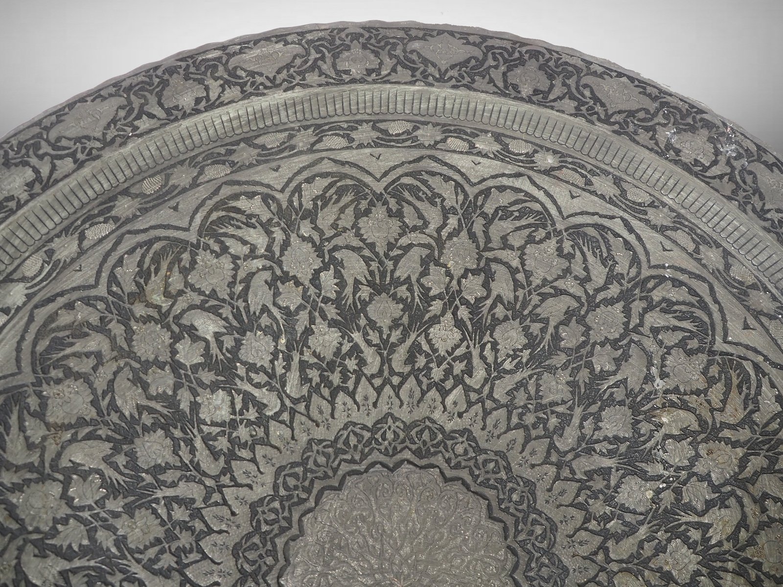 Large Antique Islamic Ottoman with Copper Table Tray, 1950s for sale at Pamono
